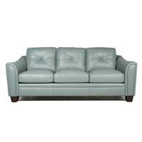 Carson Carrington Vavra Turquoise Leather Sofa - 86"W x 36"D x 33"H ...