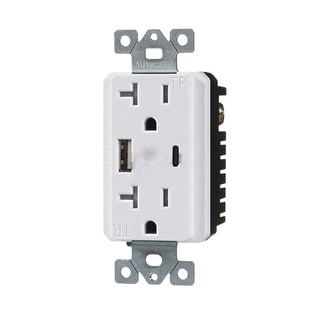 20 AMP Rectangle White Electrical Receptacle Plastic-Aluminum American ...