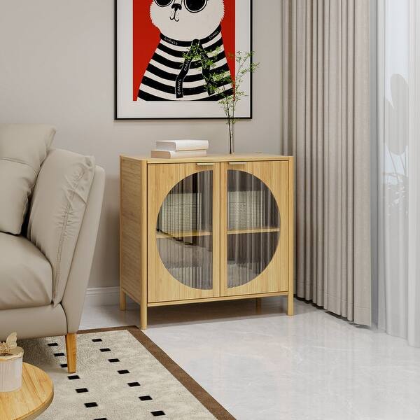 2 Door Server Console Table Bamboo Sideboard Buffet Storage Cabinet for ...