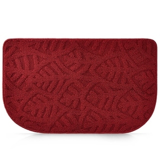 18" x 30" Half Round Red Kitchen Floor Mat Slip-Resistant - 18 x 30 In ...
