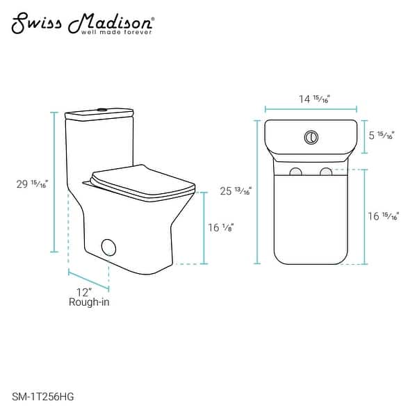 Carré One-Piece Square Toilet Left Side Flush Handle Toilet 1.28 gpf ...