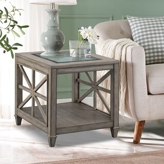 JASIWAY X-Base End Table with Tempered Glass Top - Bed Bath & Beyond ...