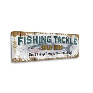 Stupell Rustic Fishing Tackle Sign Those Who Bait Phrase Canvas Wall ...