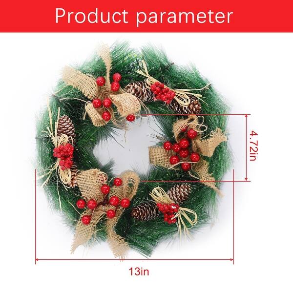 12 Inch Christmas Wreath For Front Door, Artificial Christmas Wreath ...