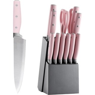 Kitchen Knife Set with Wooden Knife Set and Sharpening Steel and Multi ...