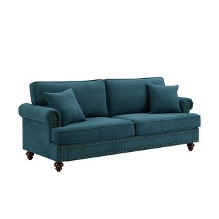 Sofa Couches Nailhead Trim Rolled Arms Loveseat Sofa with Pillows - Bed ...