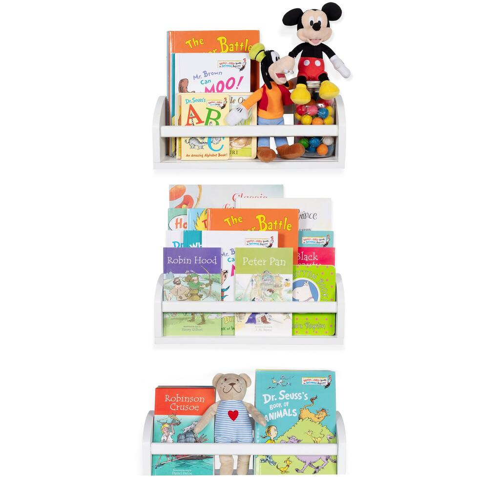 Wallniture Lissa Wood Wall Shelves for Book and Toy Storage (Set of 3 ...