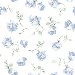 LoveShackFancy Ribbon Rosa French Blue Loose Roses Wallpaper - On Sale - Bed Bath & Beyond ...