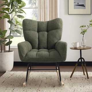 Olive Green Modern 26.37" High Back Upholstered Buttons Tufted Rocking ...