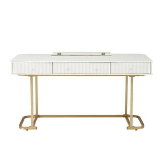 Mid-Century Modern Curved Dressing Table, Waveform Fluted Panel Design ...