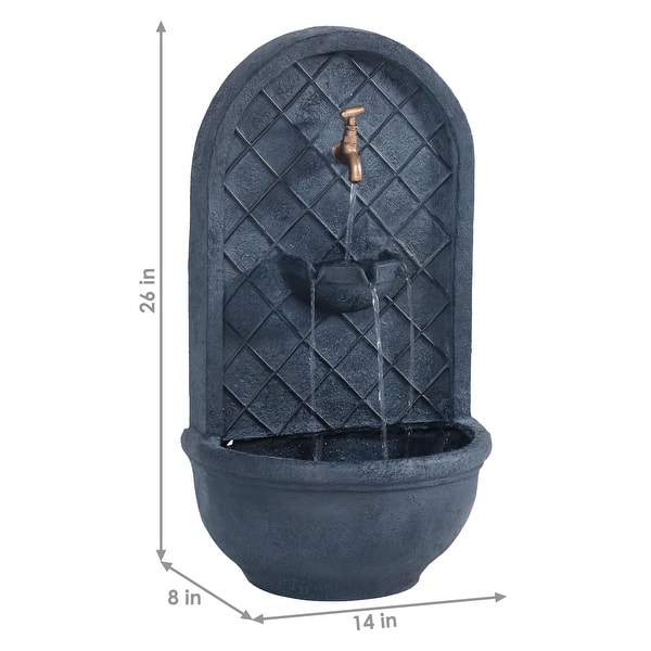 Sunnydaze Messina Hanging Outdoor Wall Water Fountain - Lead Finish ...