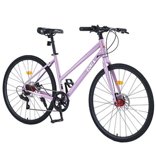 Hybrid Bike Light Purple Road Bike City Bicycle Commuter Bikes 700C 7 ...