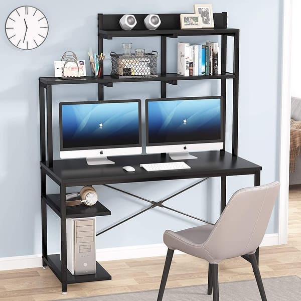 Computer Desk with Storage Hutch Shelf Writing Study Table for Home ...