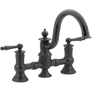 Two-Handle Traditional Bridge Kitchen Faucet with Side Sprayer, Wrought ...