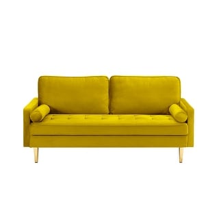 Yellow 67" Velvet Loveseat Sofa with Foam Cushions - Bed Bath & Beyond ...