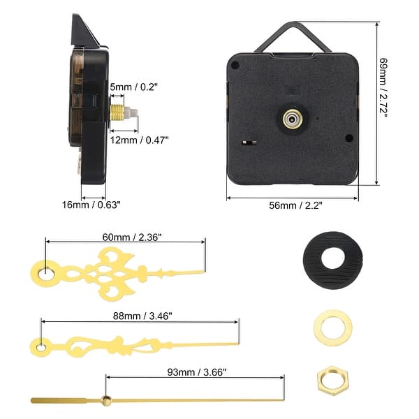 1Set Quartz Clock Movement Mechanism 1/2" Shaft for 2-3mm Dial Thick ...