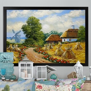 Designart "Old Rural Village Lanscape VII" Traditional Framed Art Print ...