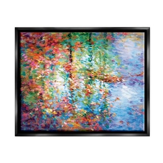 Stupell Abstract Leaves Colorful Reflections Framed Floater Canvas Wall Art Design by Leon ...