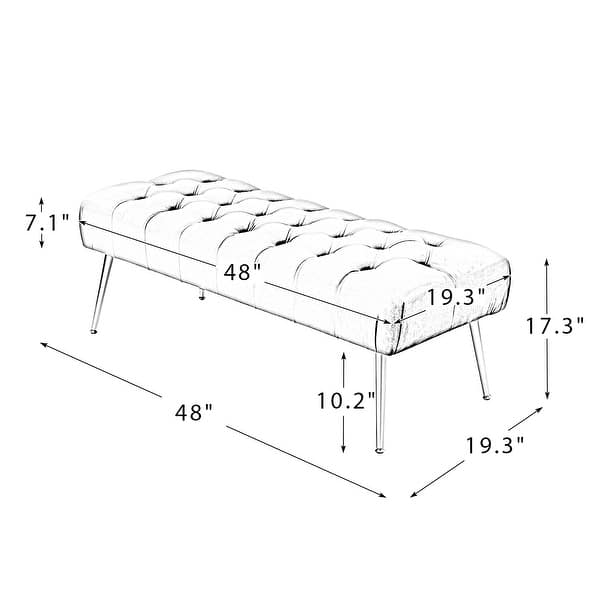 David 48" Wide Upholstered Bedroom Bench with Metal Base - Bed Bath ...