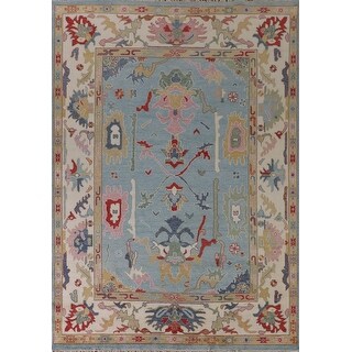 Light Blue Oushak Oriental Area Rug Handmade Wool Carpet - 9'0" x 11'9 ...