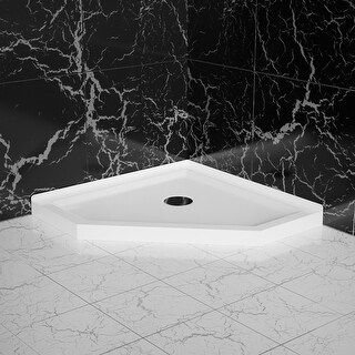 ABS Neo-Angle Corner Shower Base, 36"x36" White Shower Pan with ...
