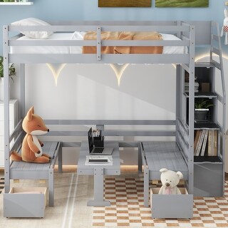 Flexible Design Multifunctional Convertible Wood Bunk Bed Full over ...