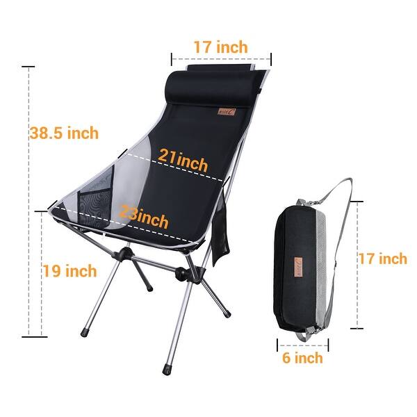 Ultralight High Back Folding Camping Chair, Upgrade with Removable ...