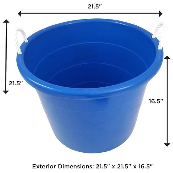 Homz 18 Gal Plastic Open Storage Round Utility Tub with Handles, Blue ...