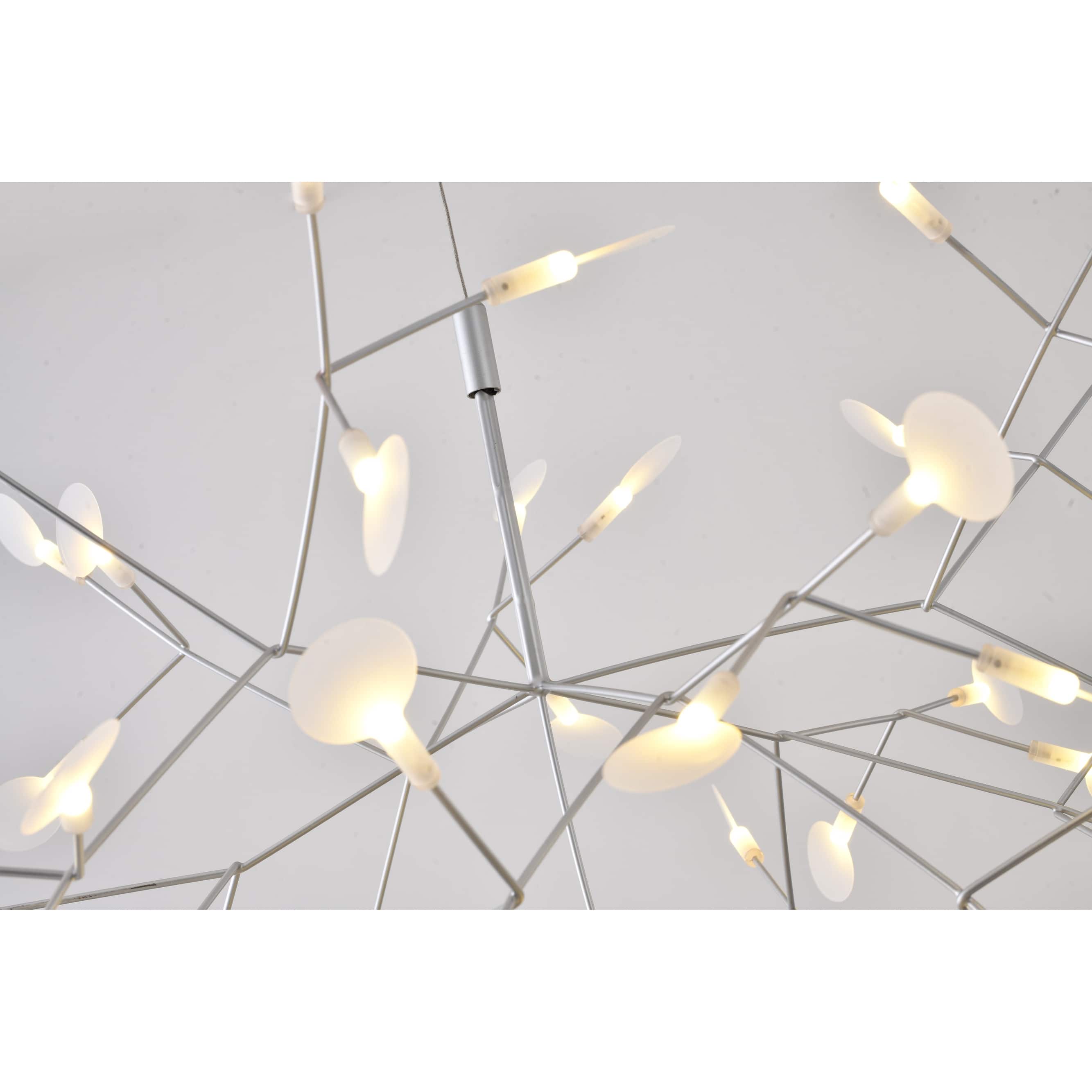 Silver Metal LED Chandelier With Frosted Acrylic Diffusers - On Sale ...