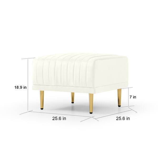 Square Ottoman Cream Velvet Stool Seat with Metal Legs - Bed Bath ...