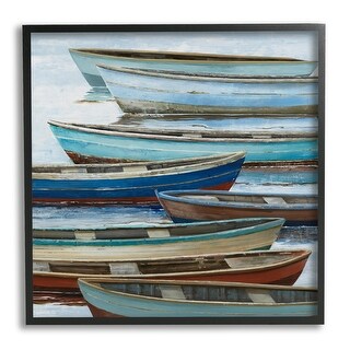 Stupell Rustic Canoes on Lake Framed Giclee Art Design by Max Maxx ...