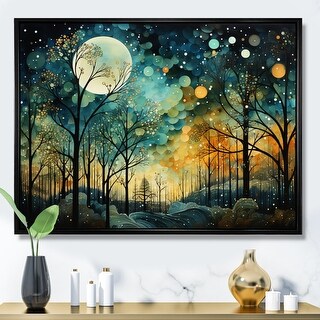 Designart "Enchanted Forest" Abstract Collages Framed Wall Art Prints ...