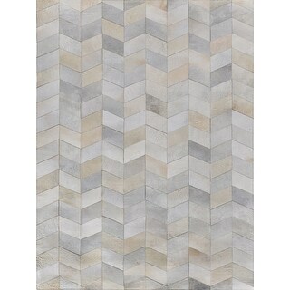 EXQUISITE RUGS Natural Hide Hand-stitched Leather Hide Ivory Area Rug ...