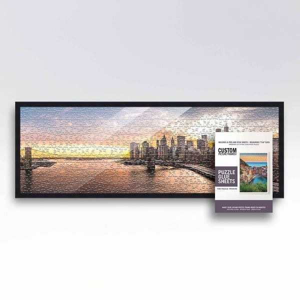 13x39 Puzzle Frame Kit with Glue Sheets Black Mid Century Picture Frame ...