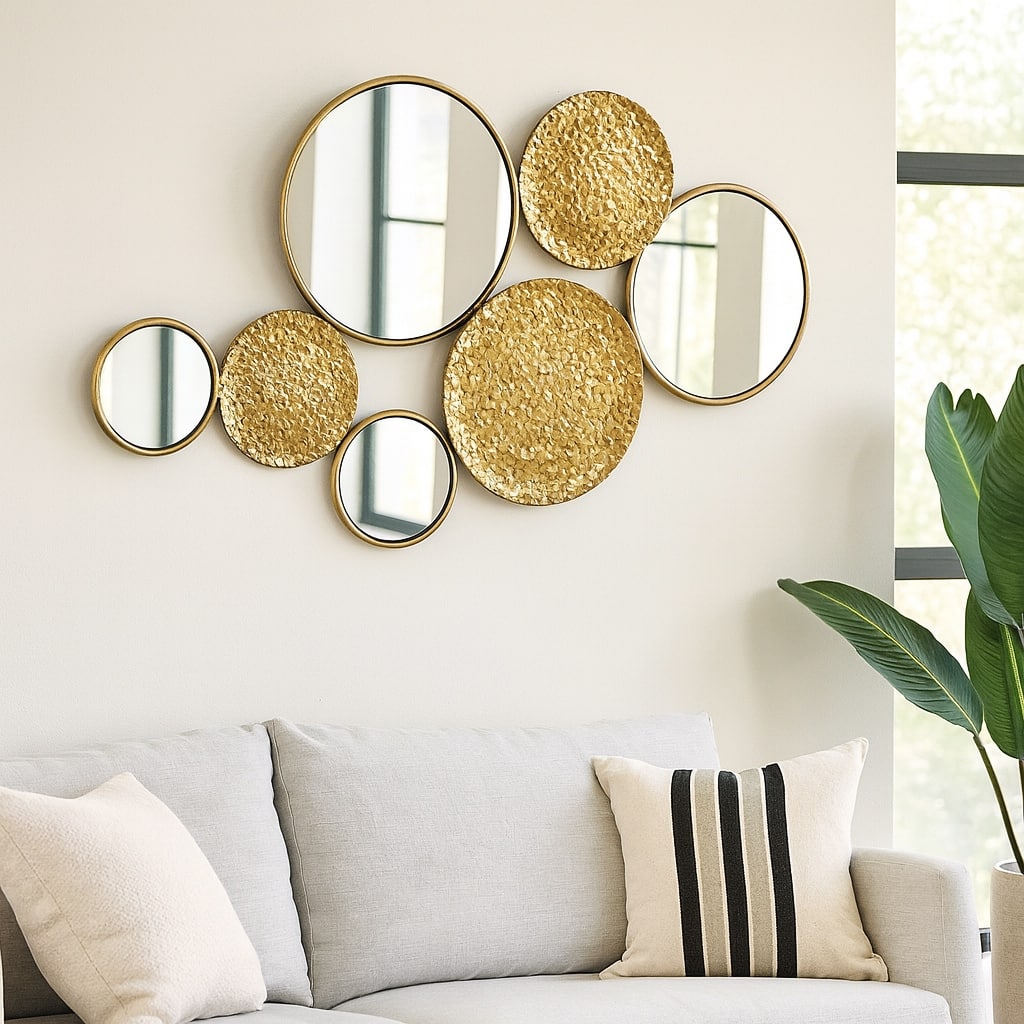 Metal Modern Overlapping Circular Wall Mirror - Gold, 24" - Overstock ...