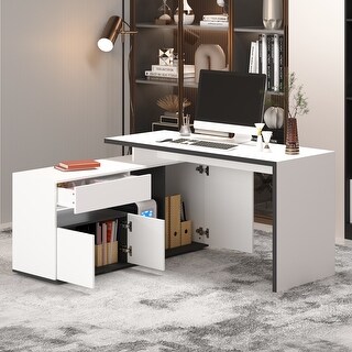 Workspace Desk Adjustable Side Storage and Built-In Charging Stations ...