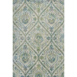 HomeRoots 5' x 8' Ivory or Teal Tropical Parisian Area Rug - 5' x 8 ...