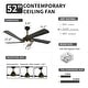 Moasis 52" Modern Remote Control Ceiling Fan with Lights and 5 Solid ...