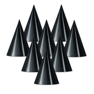 Club Pack of 48 Black Fun and Festive Party Foil Cone Hats 6.75" - Bed ...