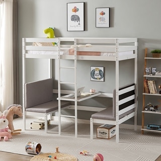 Twin Over Twin Bunk Beds Can be Turn into Upper Bed and Down Desk,Built ...