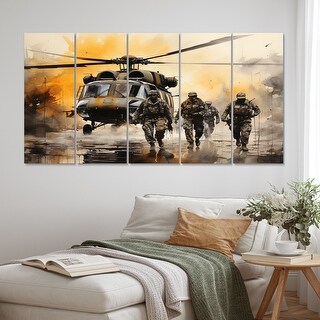 Designart "Army Camaraderie In Arms I" Army Multipanel Canvas Art Print ...