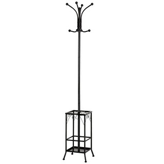 8 Hook Coat Hat Rack/Tree With Umbrella Holder, Black - Bed Bath ...