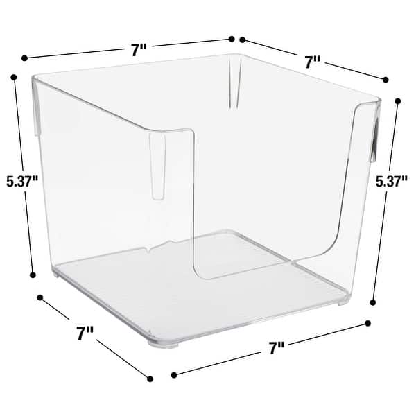 Open Plastic Storage Bins Clear Pantry Organizer Box Containers - Bed ...
