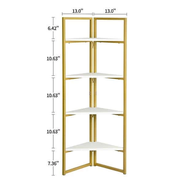 4-Tier Triangular Corner Shelf,Rustic Corner Bookshelf - Bed Bath ...