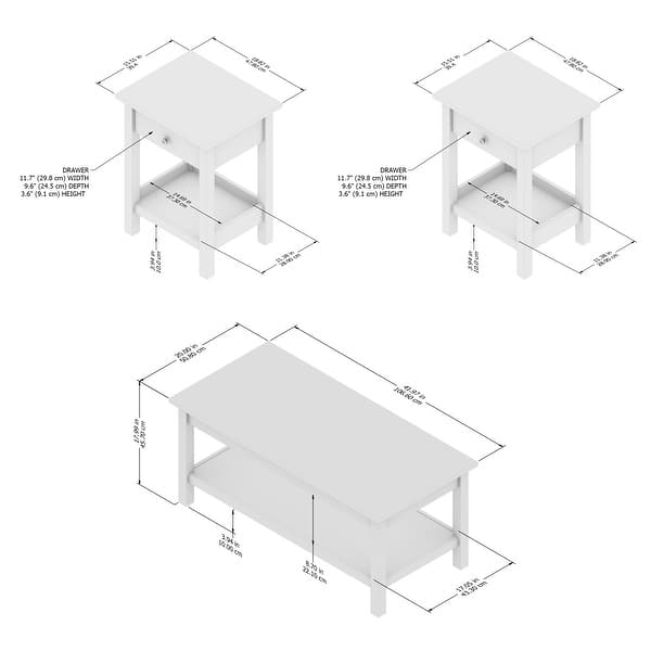 Bush Furniture Mayfield Farmhouse Coffee Table with End Tables - Bed ...