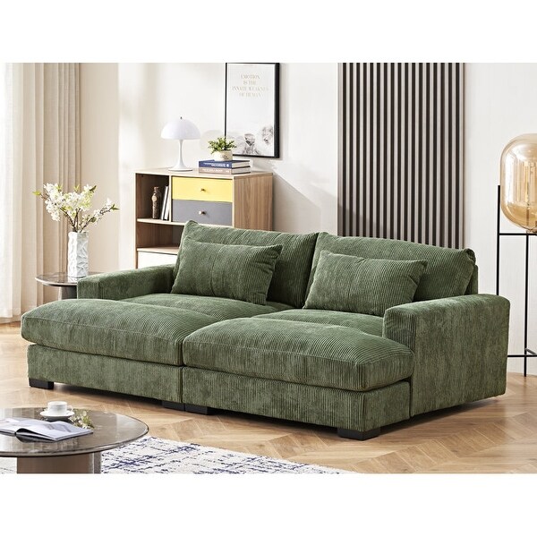 Luxe Sleeper Sofa with Soft Corduroy Upholstery Double Chaise Design Convertible to Twin Size Bed Extra Large On Sale Bed Bath Beyond 40742278