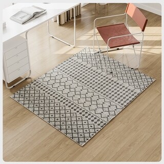Totti Grid Cream/Gray 5x7 Geometric Rug - 5' X 7' Rectangular - 5' X 7 ...