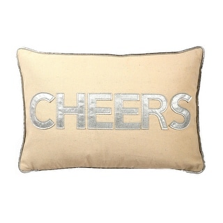 Silver With Cheers Text Applique Pillow Cover - Bed Bath & Beyond ...