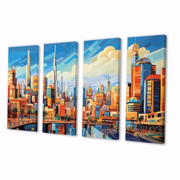 Designart "Pop Art Dubai Cityscape III" Cityscapes Multipanel Wall ...