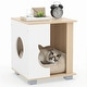 Gymax Cat Bed Side Table w/Head-shaped Entry & Metal Legs Modern End ...